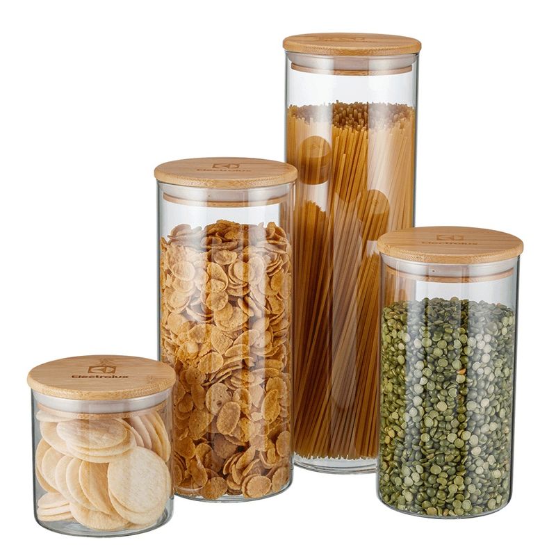 Potes Herméticos Porta-Mantimentos com Tampa de Bambu Electrolux Potes Herméticos Porta-Mantimentos com Tampa de Bambu Electrolux