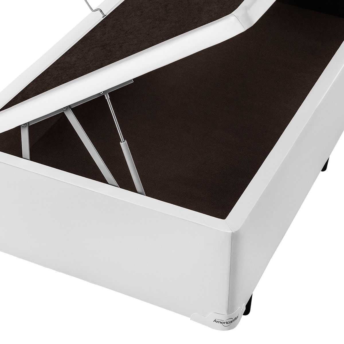Box com Baú Solteiro Americanflex Corino Branco 88x188x40cm